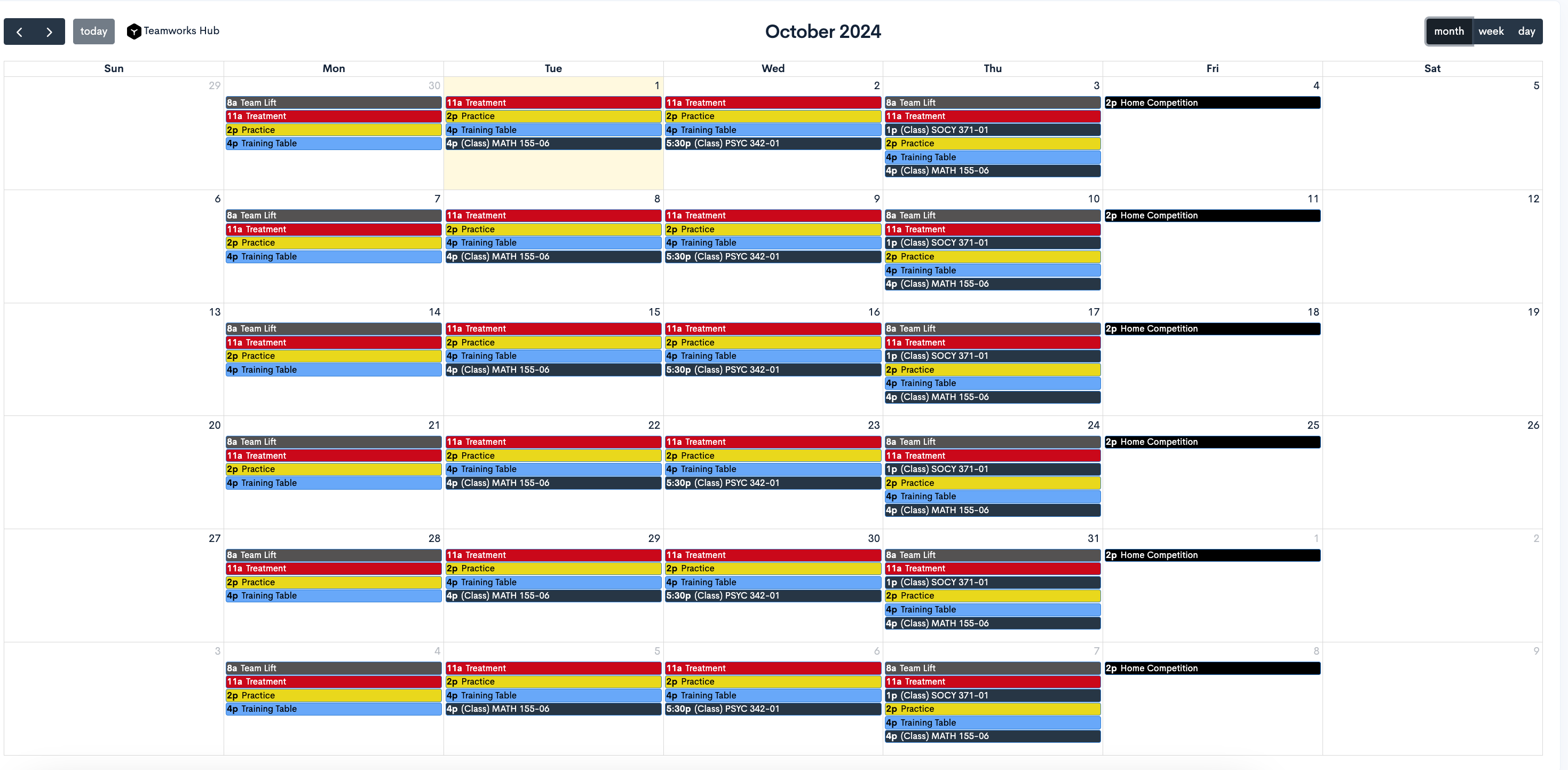 Teamworks Academics and Teamworks Hub Calendar Integration