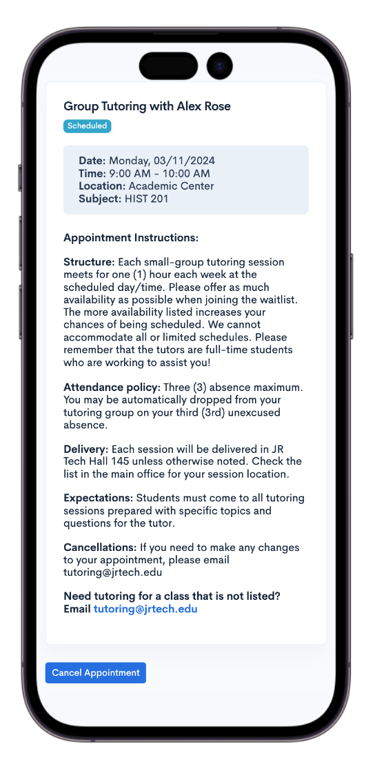 Book, Request, or Cancel Appointments as a Student on the Hub Mobile App