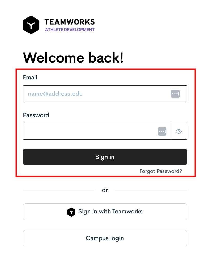 Log In to Teamworks Academics