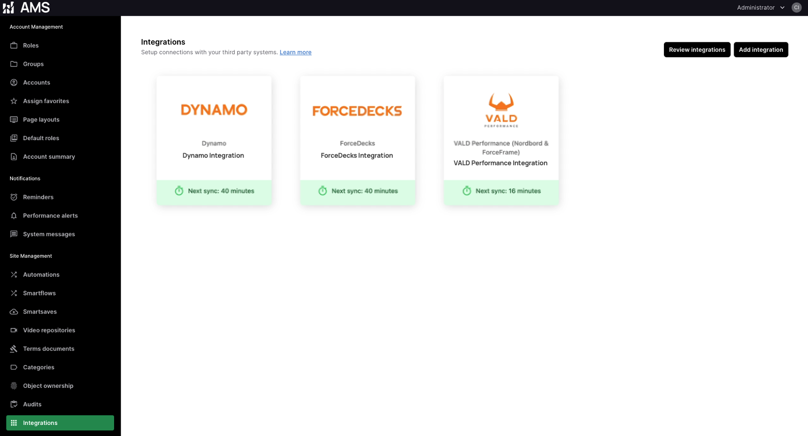 Set Up and Manage Integrations with the Integrations Module | AMS Help Center