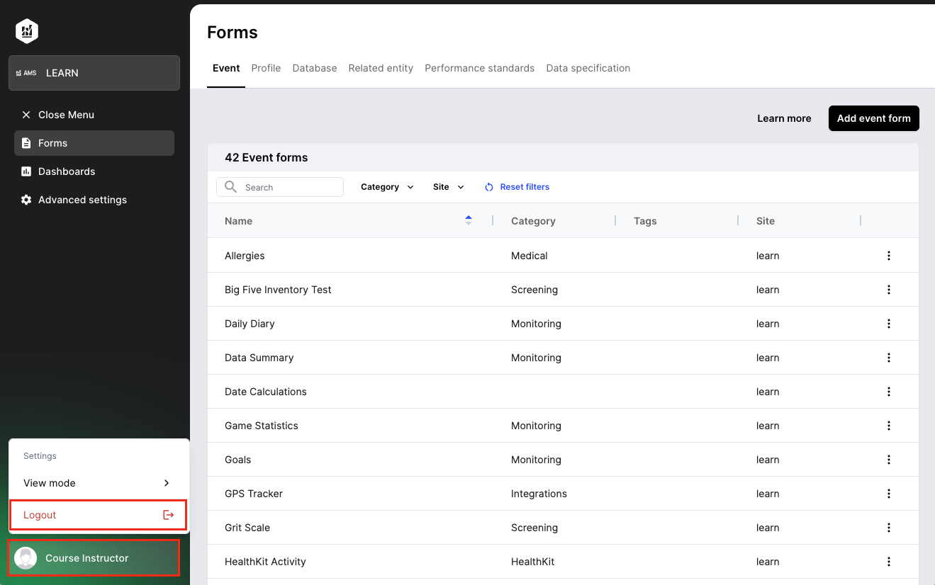 Log Out of Teamworks AMS | AMS Help Center