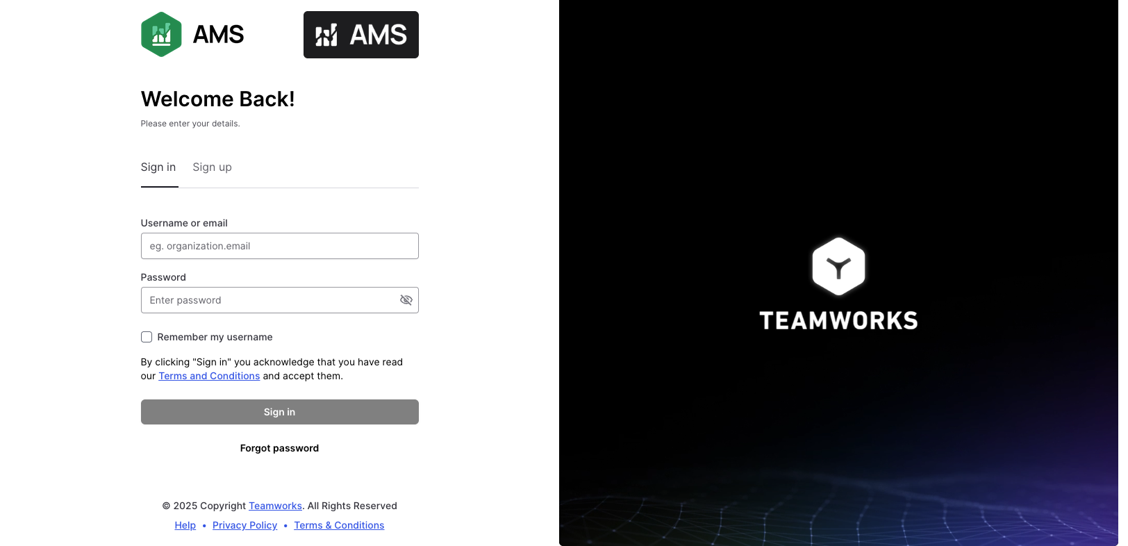 Log in to Teamworks AMS | AMS Help Center