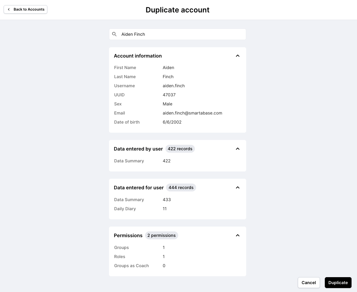 Duplicate a User Account | AMS Help Center