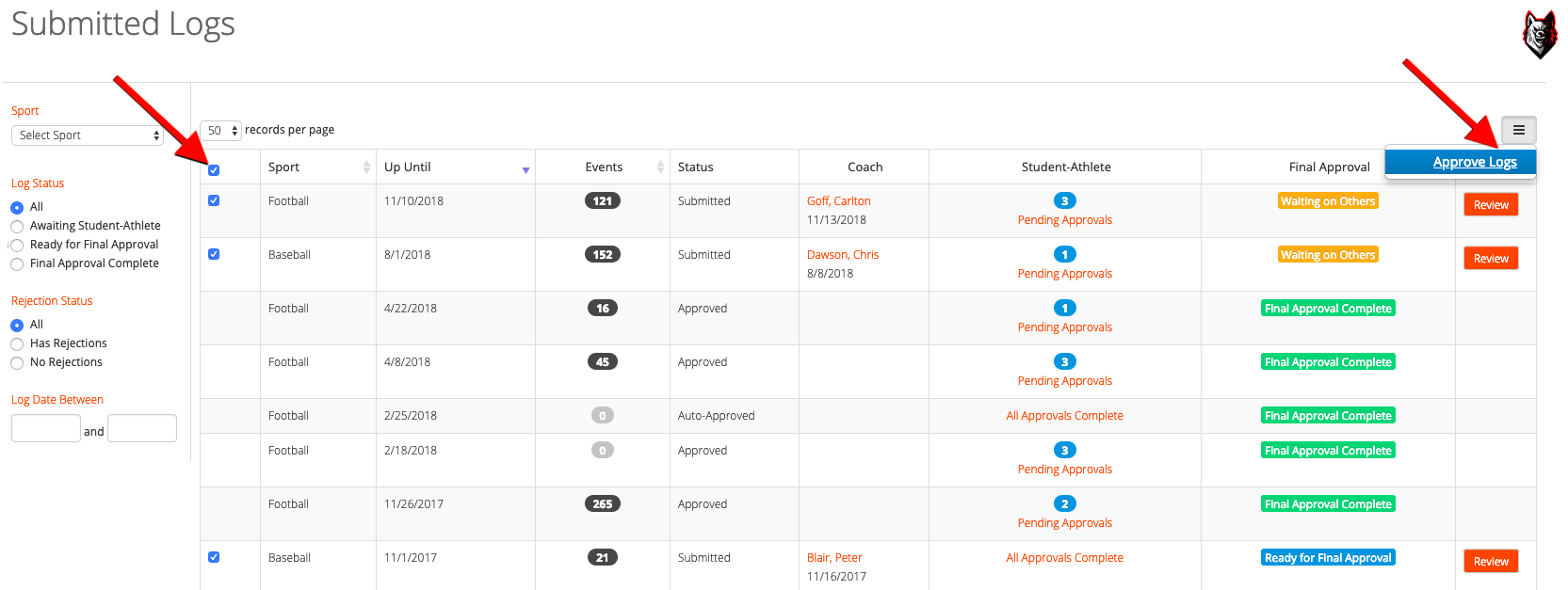 View and Act on Submitted CARA Logs