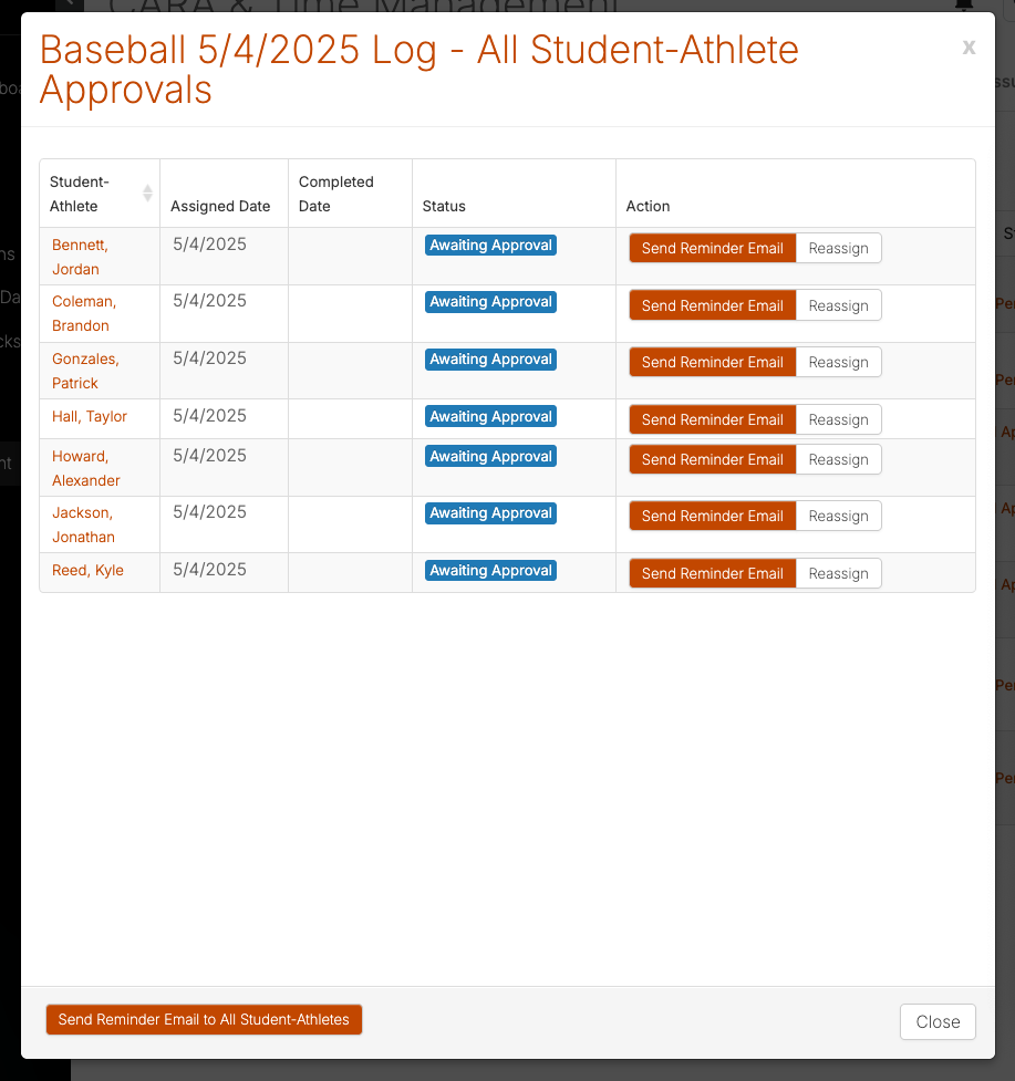 View and Act on Submitted CARA Logs