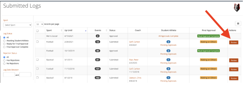 View and Act on Submitted CARA Logs