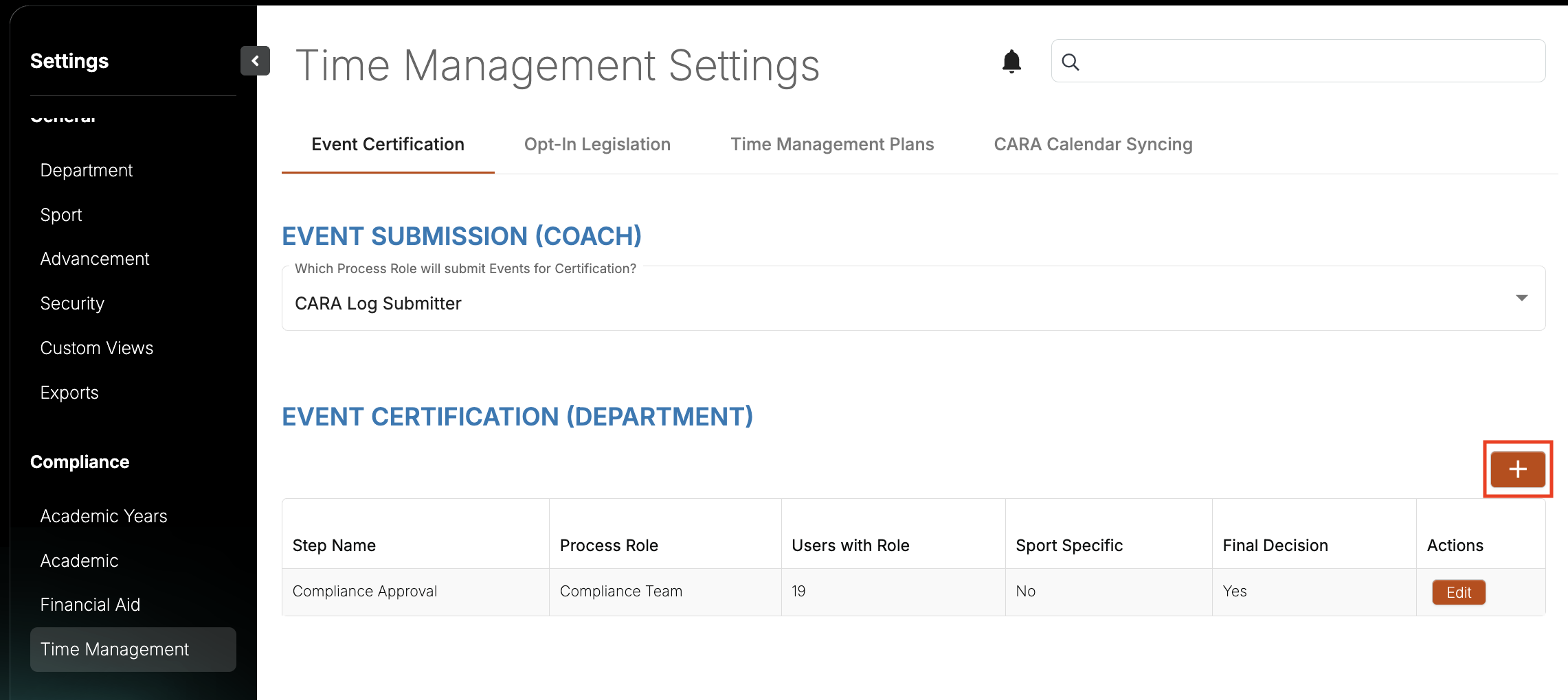 Configure Department CARA Approval Process