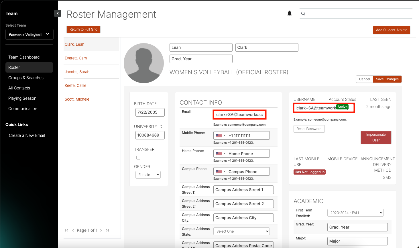 Transition a Student-Athlete Profile to a Staff or Coach Profile