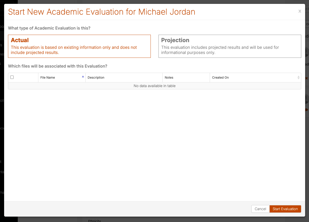 Academic Evaluations