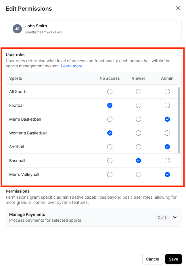 User Roles and Permissions