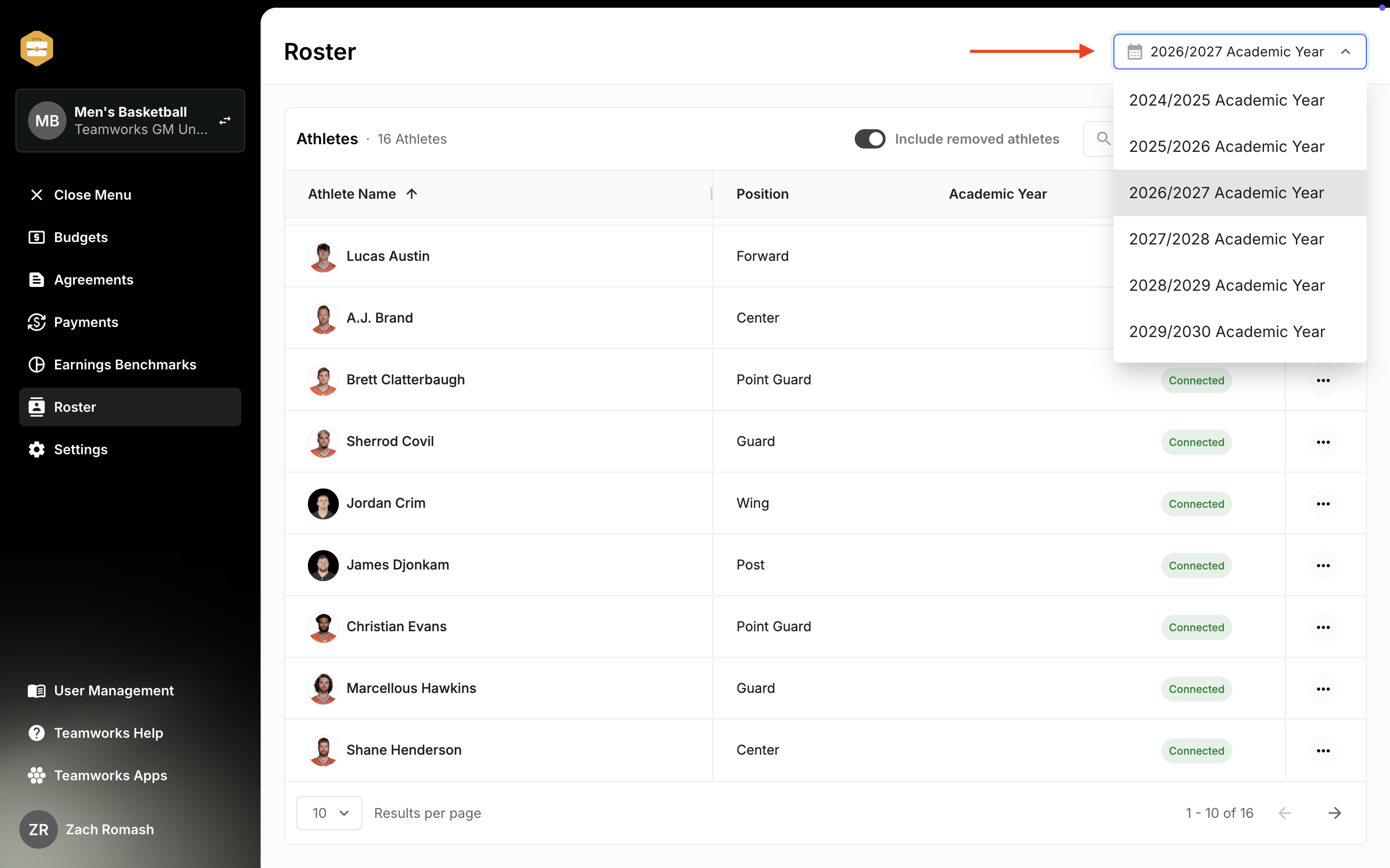 Manage Team Roster