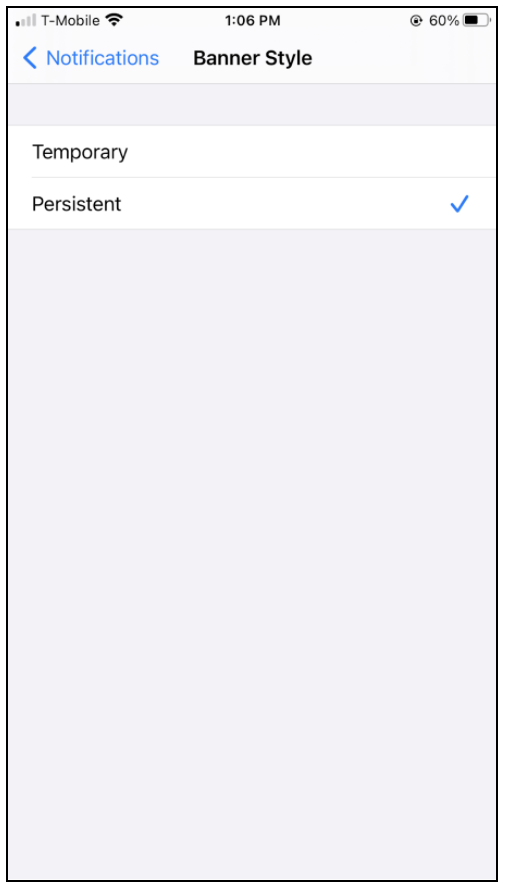 Persistent Notification Settings