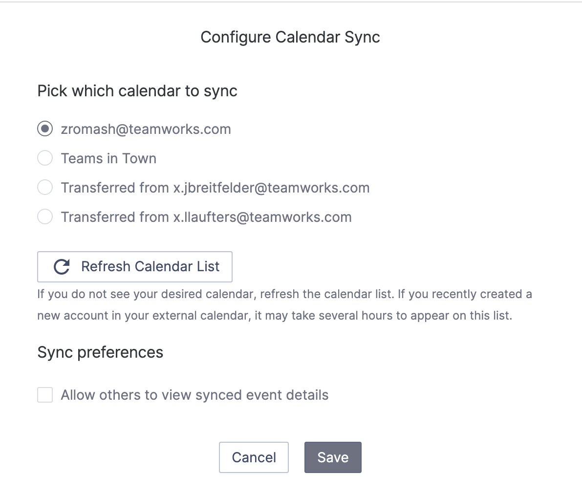 Sync an External Calendar with Teamworks