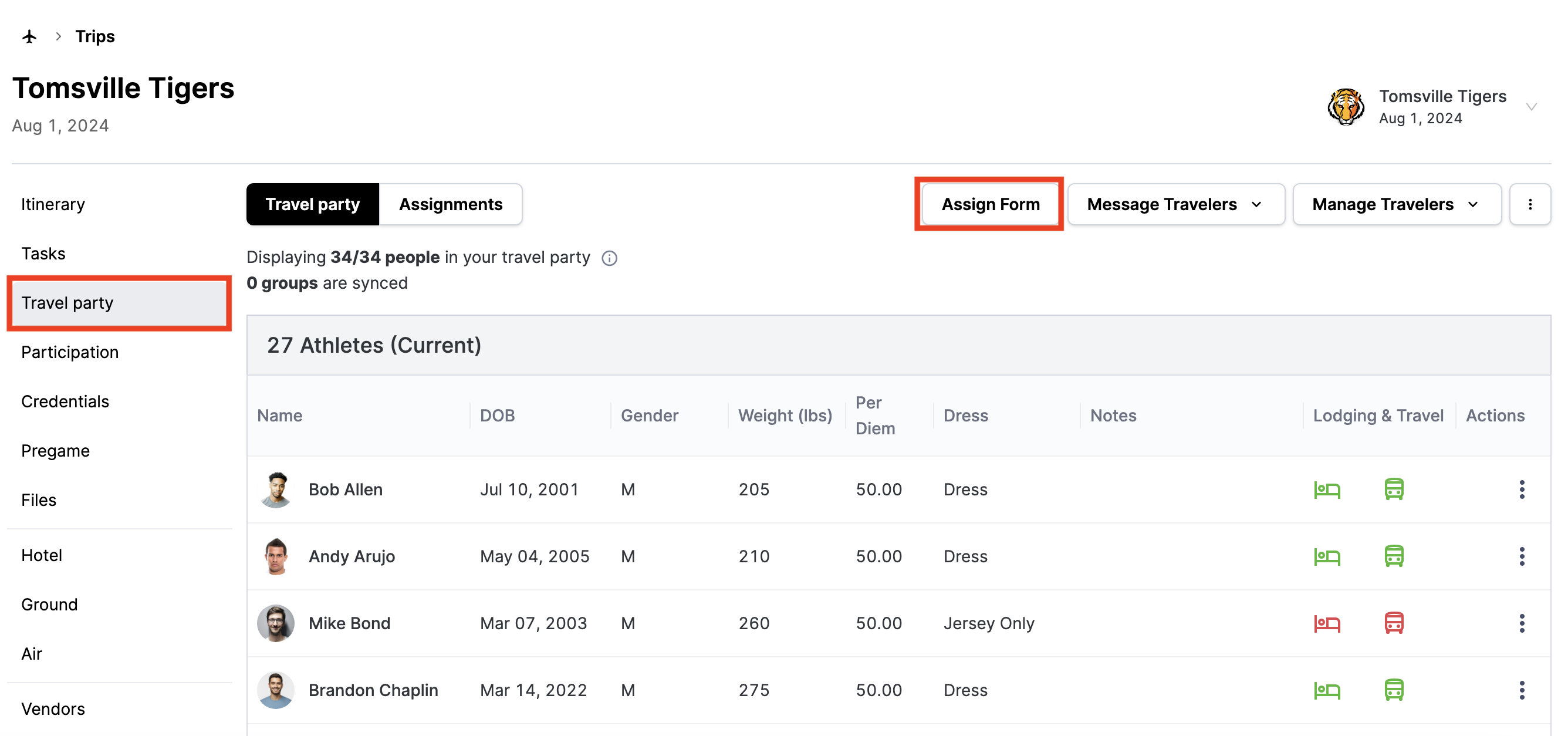 Assign a Form From the Travel Module