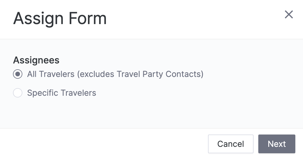 Assign a Form From the Travel Module