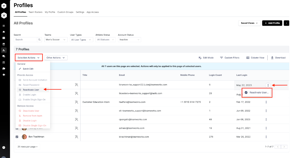 Reactivate Inactive User(s)