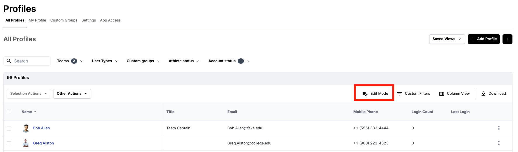 Edit Profile Information