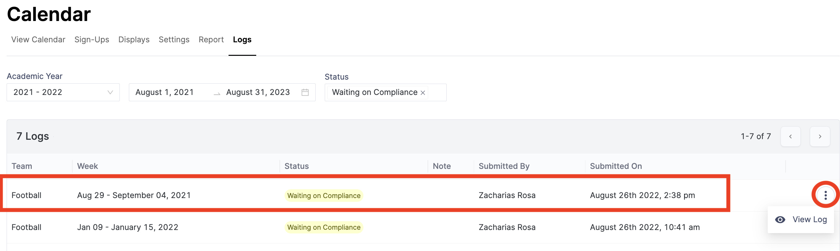 CARA Logs for Log Administrators