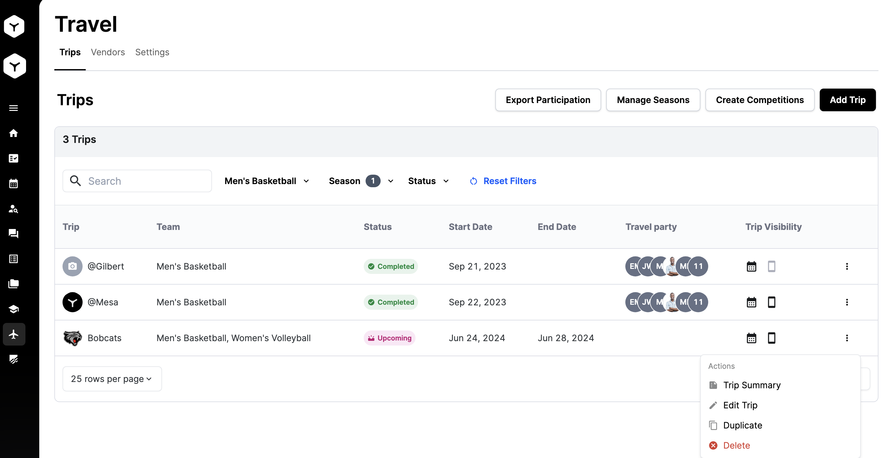 Create Seasons and Add Trips