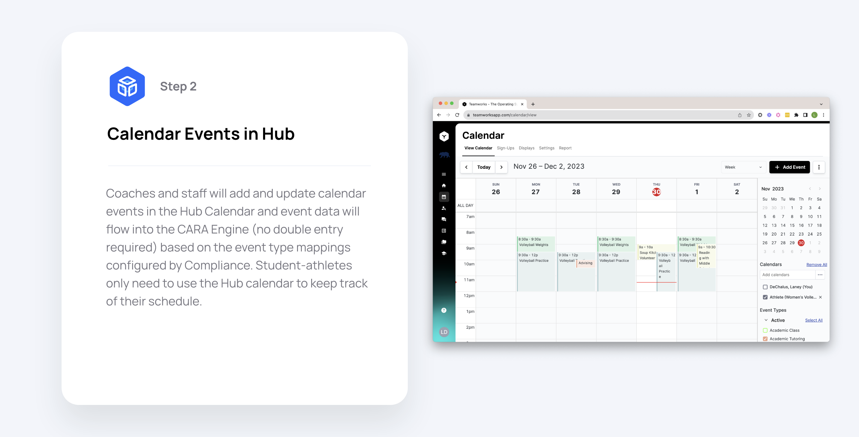 Teamworks Hub and Compliance + Recruiting CARA Log Workflow Guide