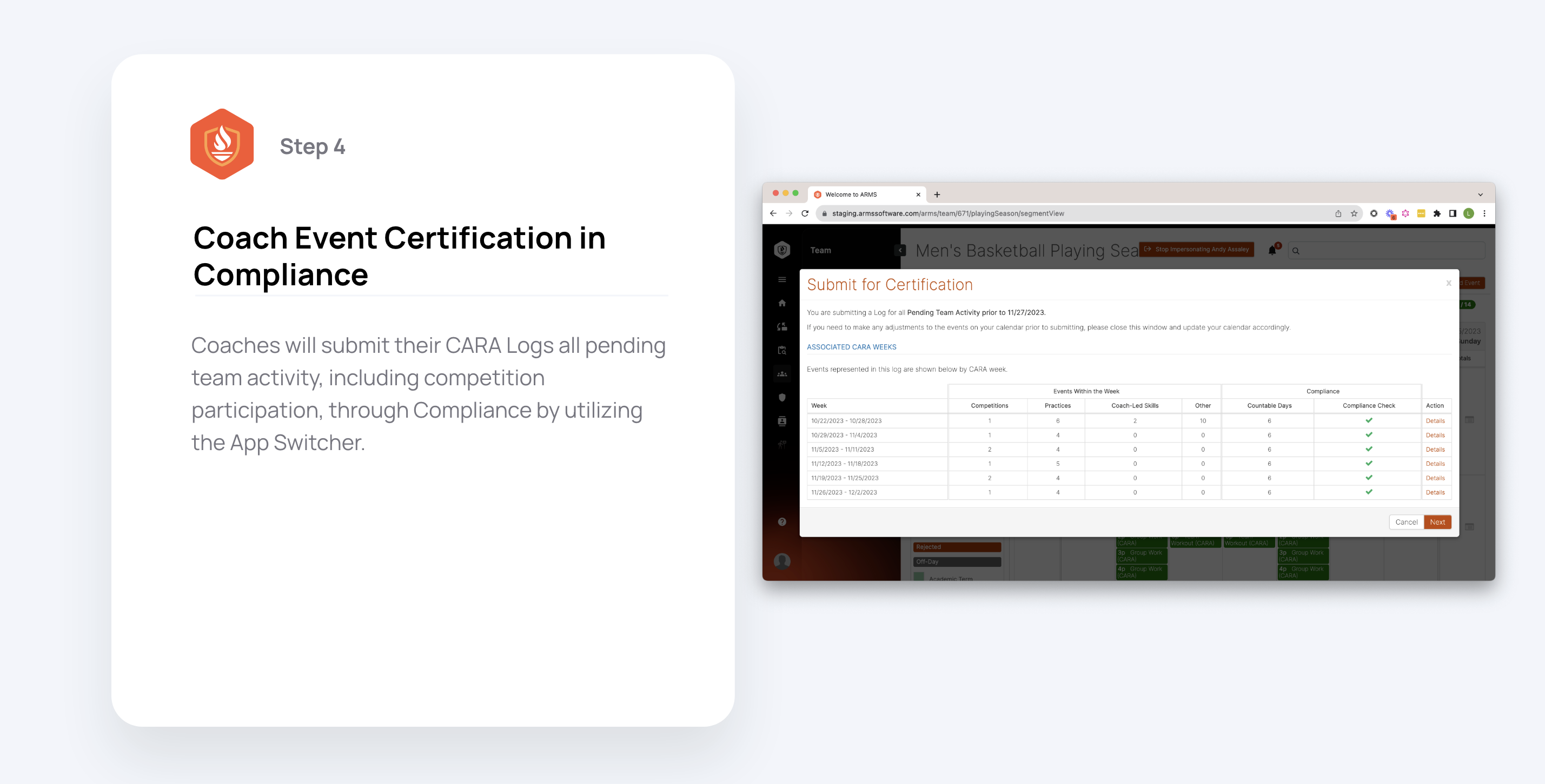 Teamworks Hub and Compliance + Recruiting CARA Log Workflow Guide