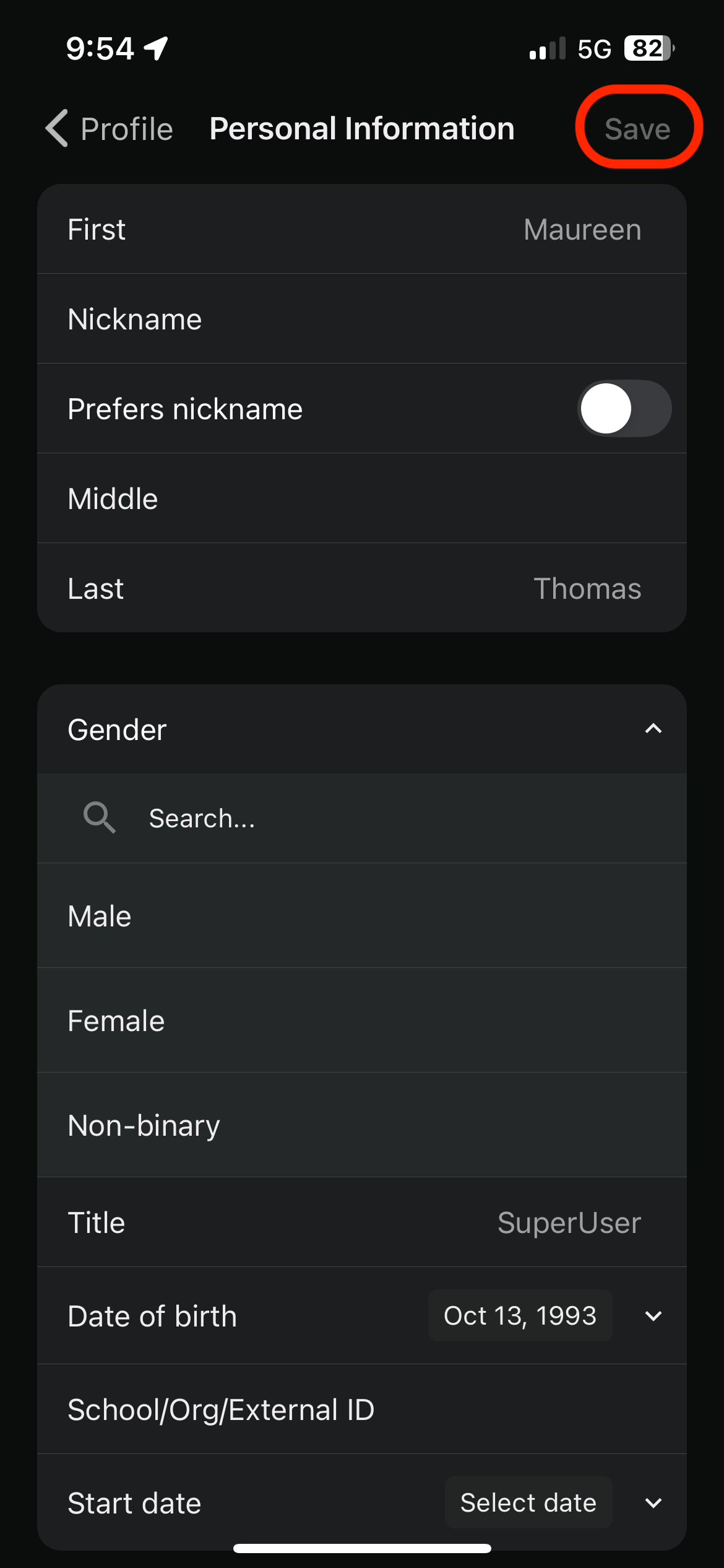 Edit Profile Information