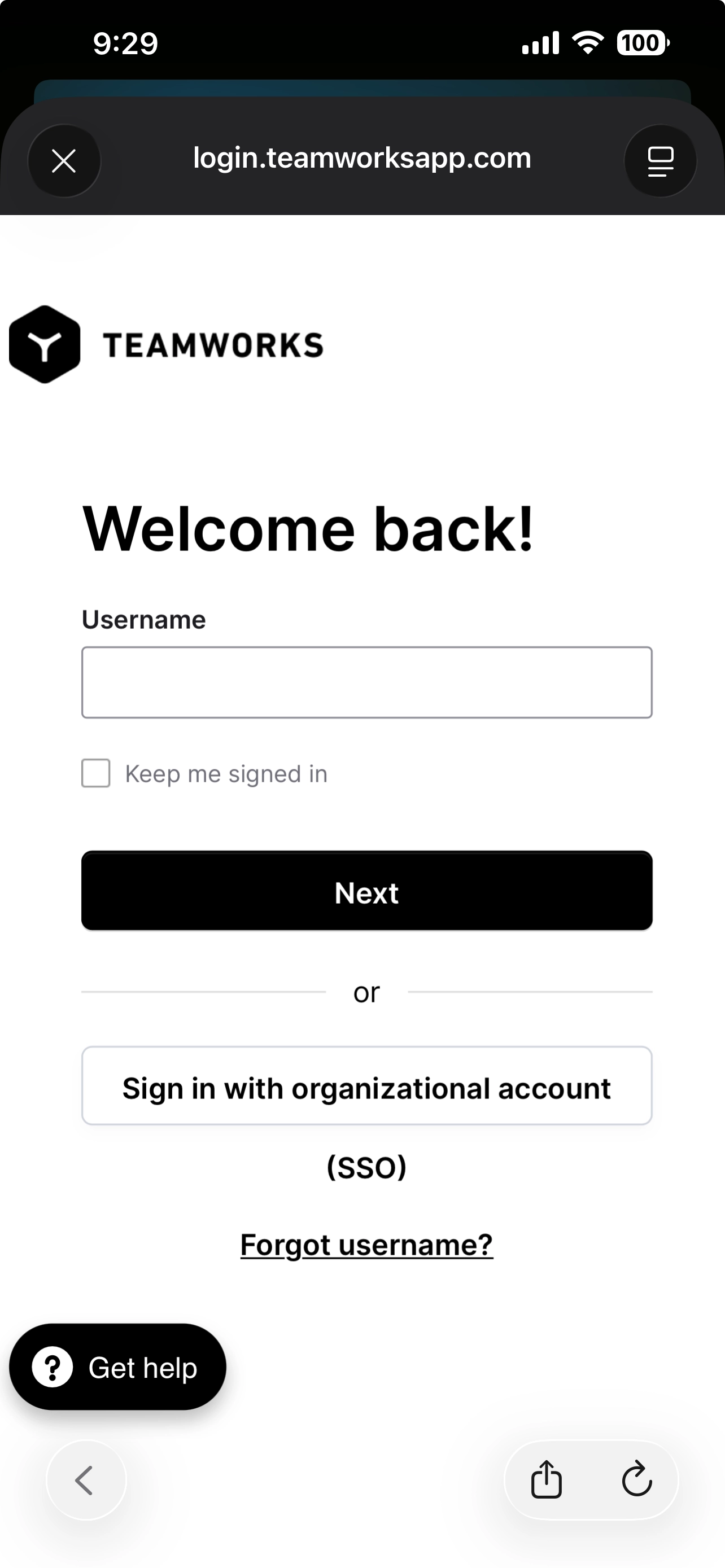 Log In to Teamworks Hub
