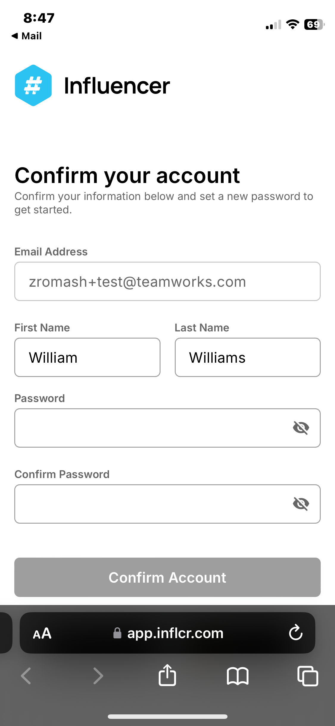 Log In to the Influencer Mobile App