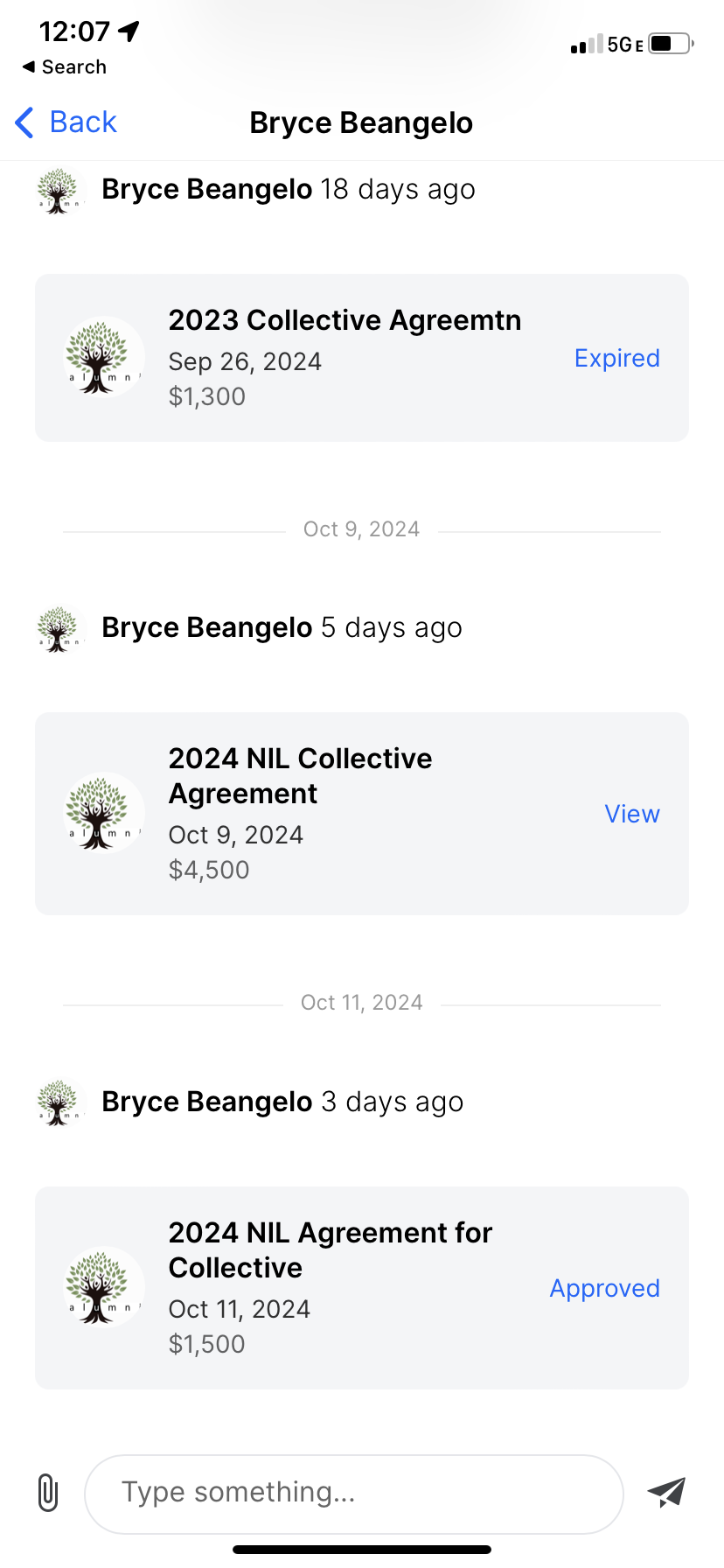View and Act on a NIL Transaction