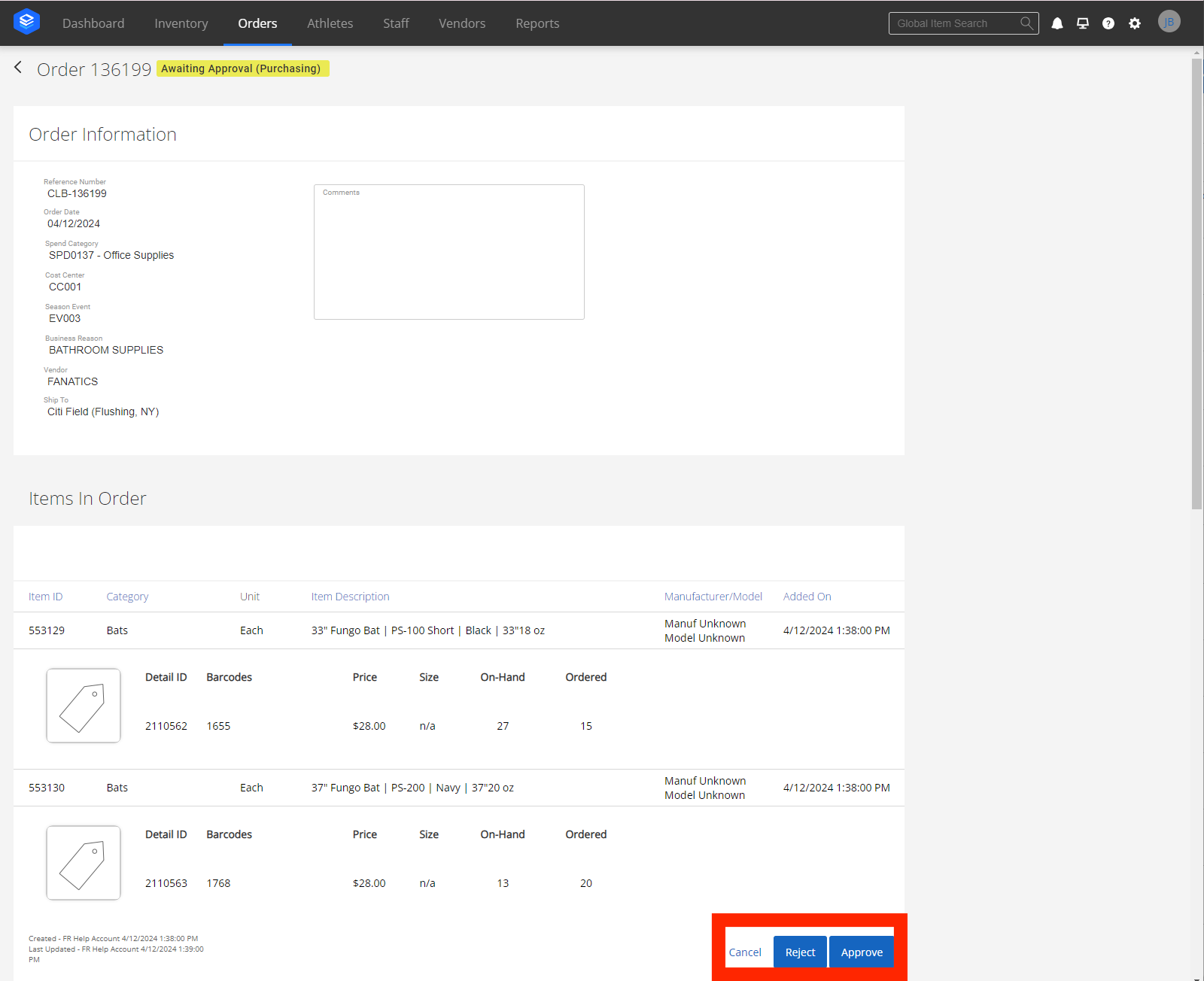 Review and Approve Orders