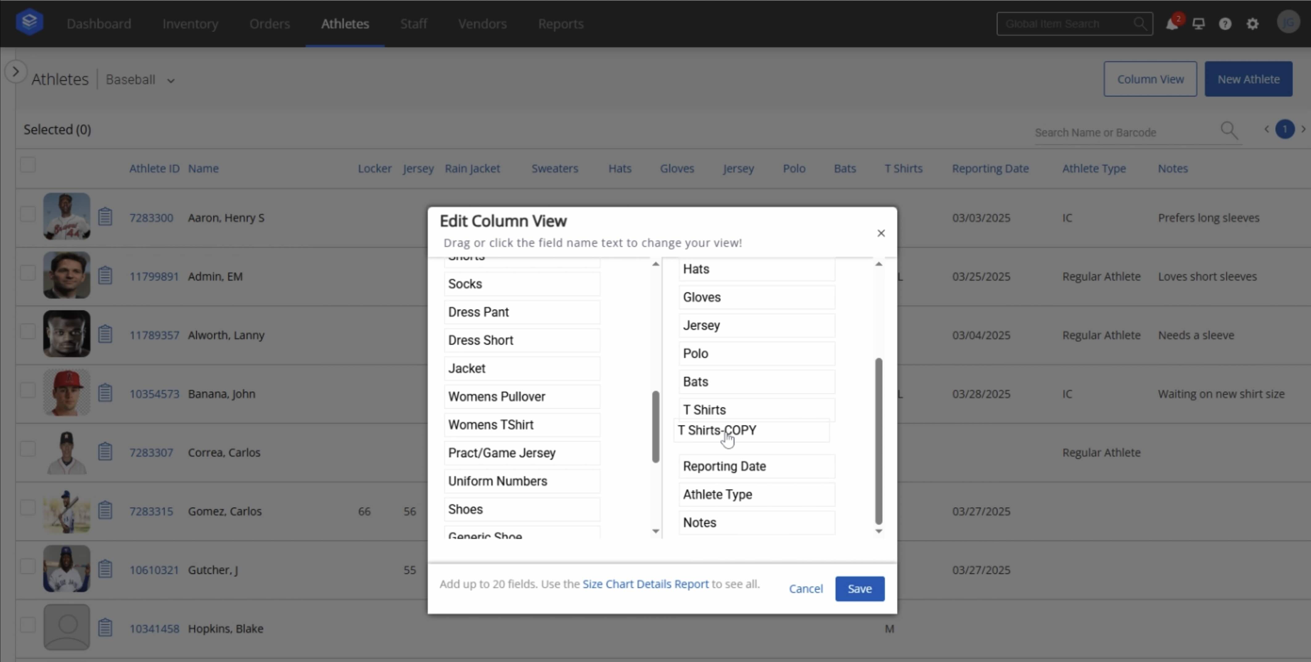 Mass Update Size Charts and Custom Fields