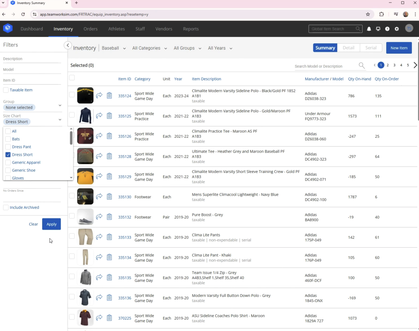 Clean Up Size Charts