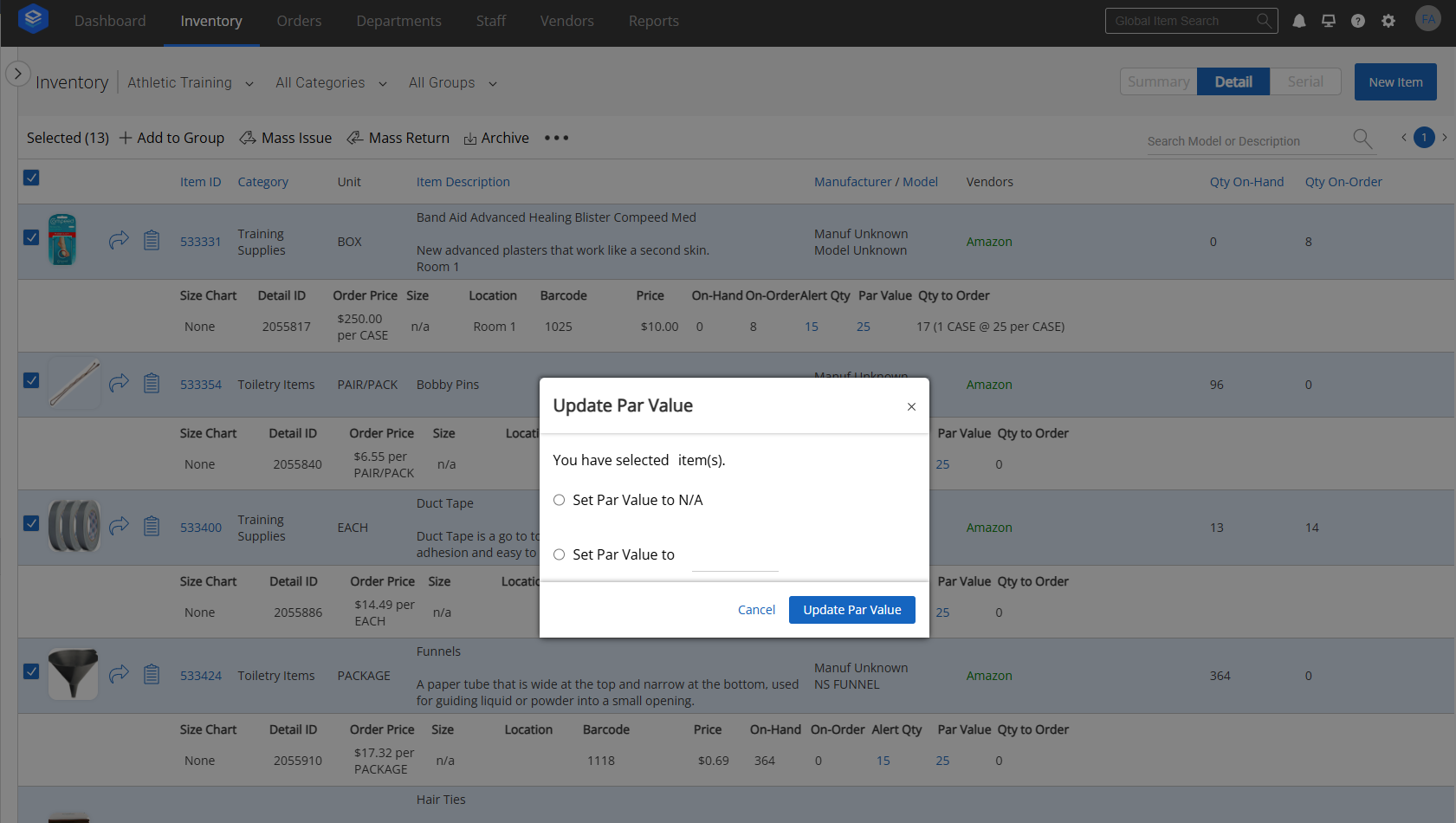 PAR Values for Optimizing Order Efficiency