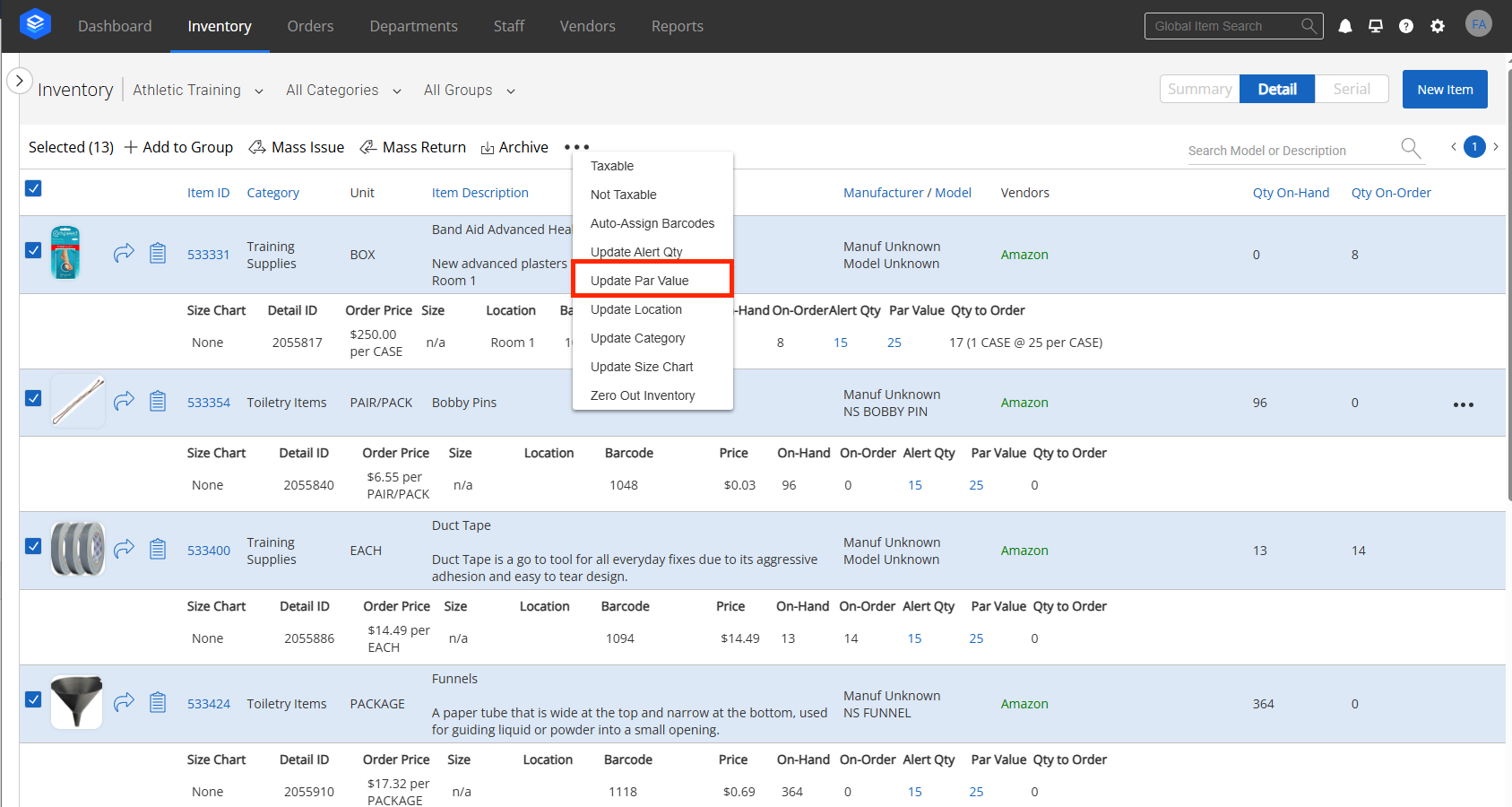PAR Values for Optimizing Order Efficiency