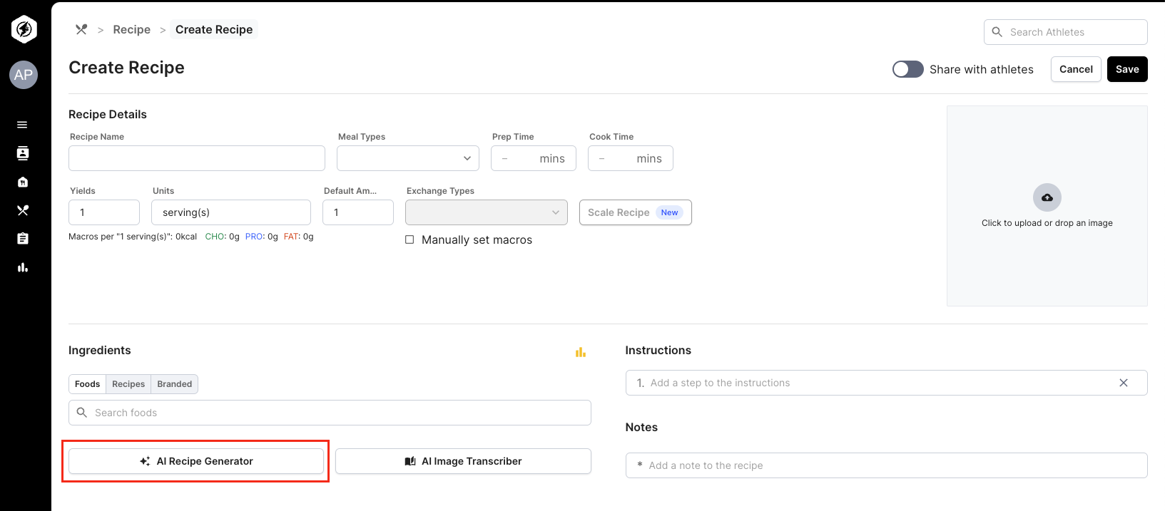 Generate a Recipe Using AI