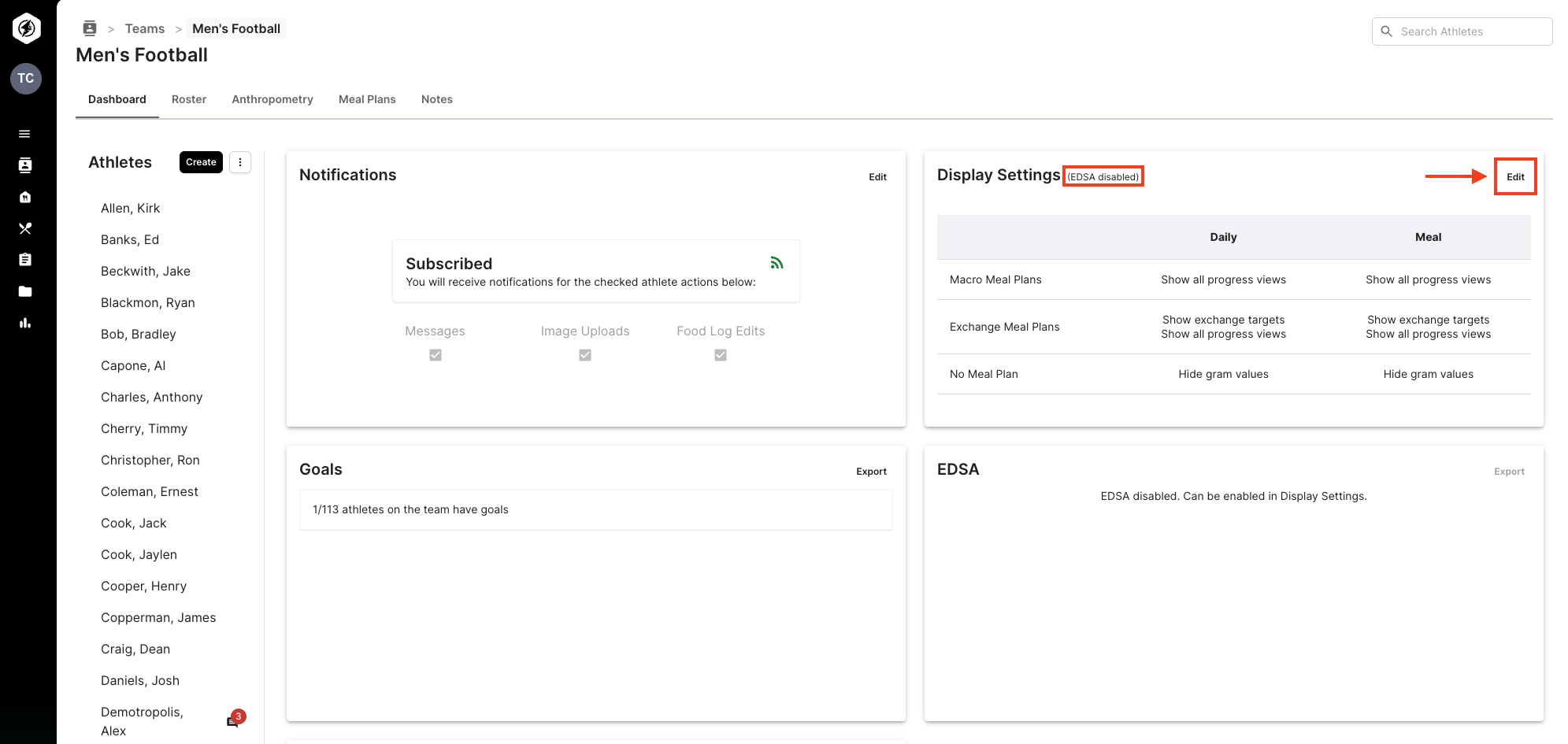 Configure the Eating Disorder Screen for Athletes