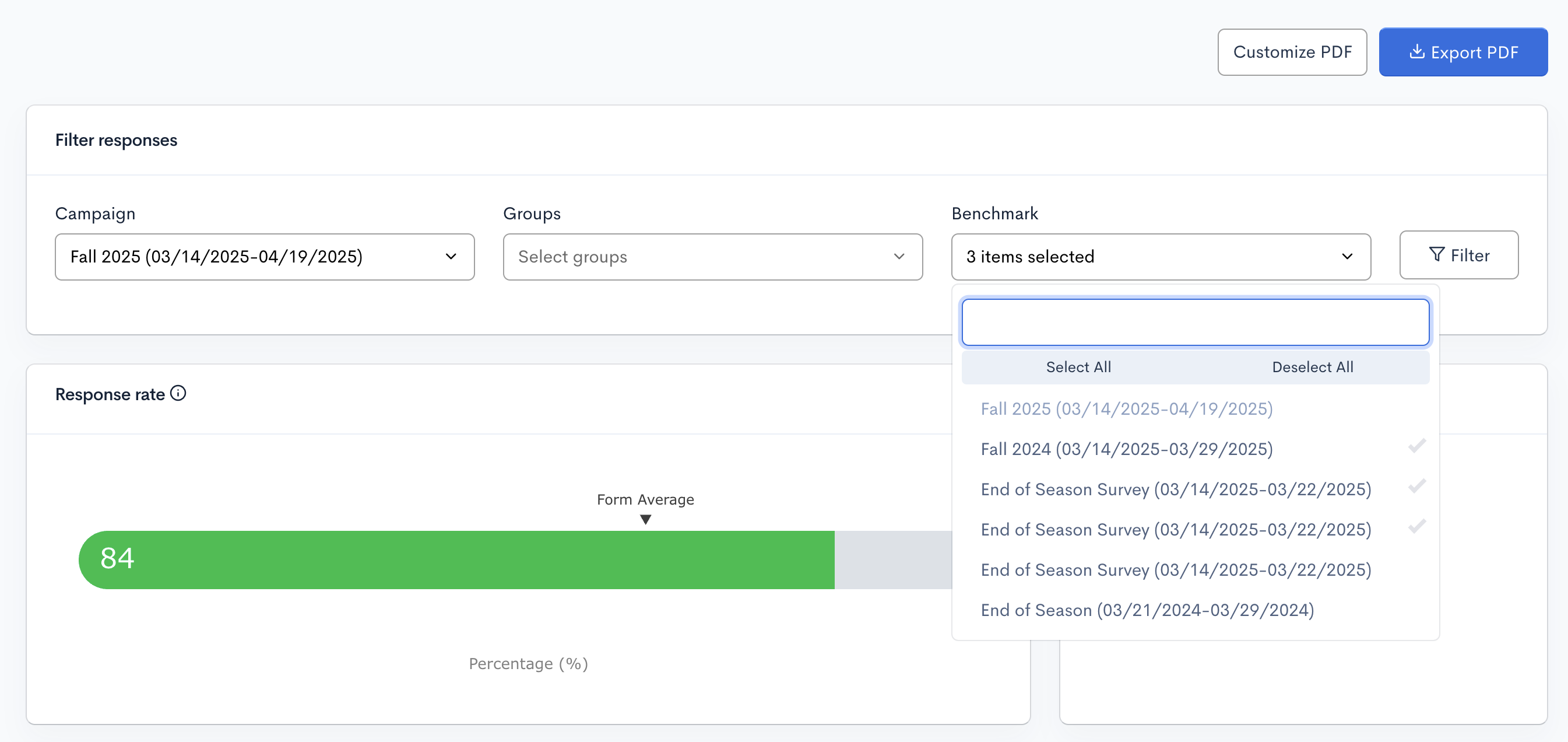 Internal Benchmarking for Survey Campaigns