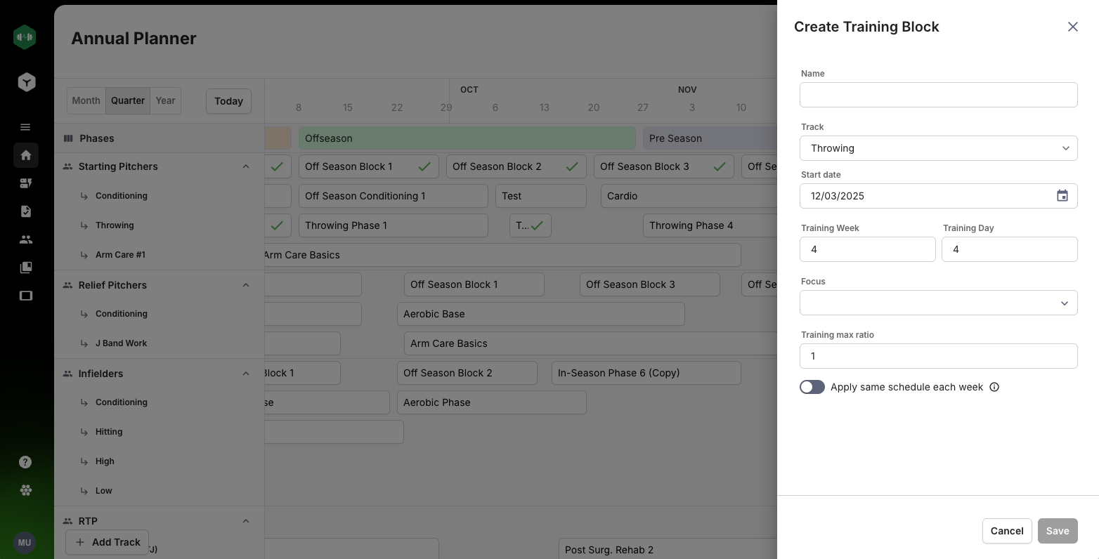 Create and Manage a Training Block