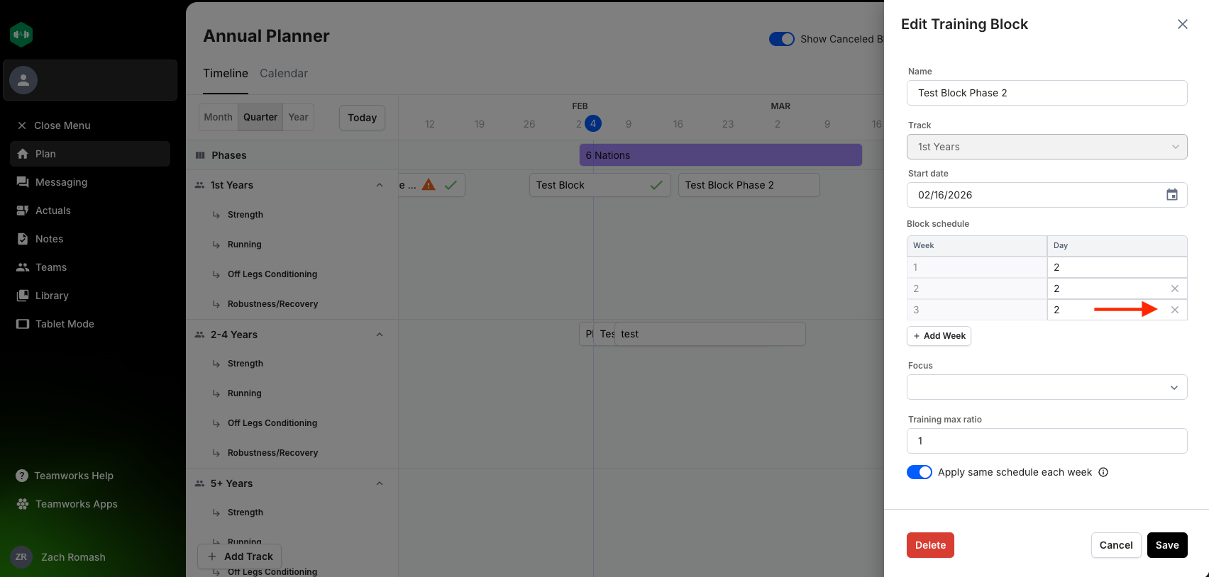Create and Manage a Training Block